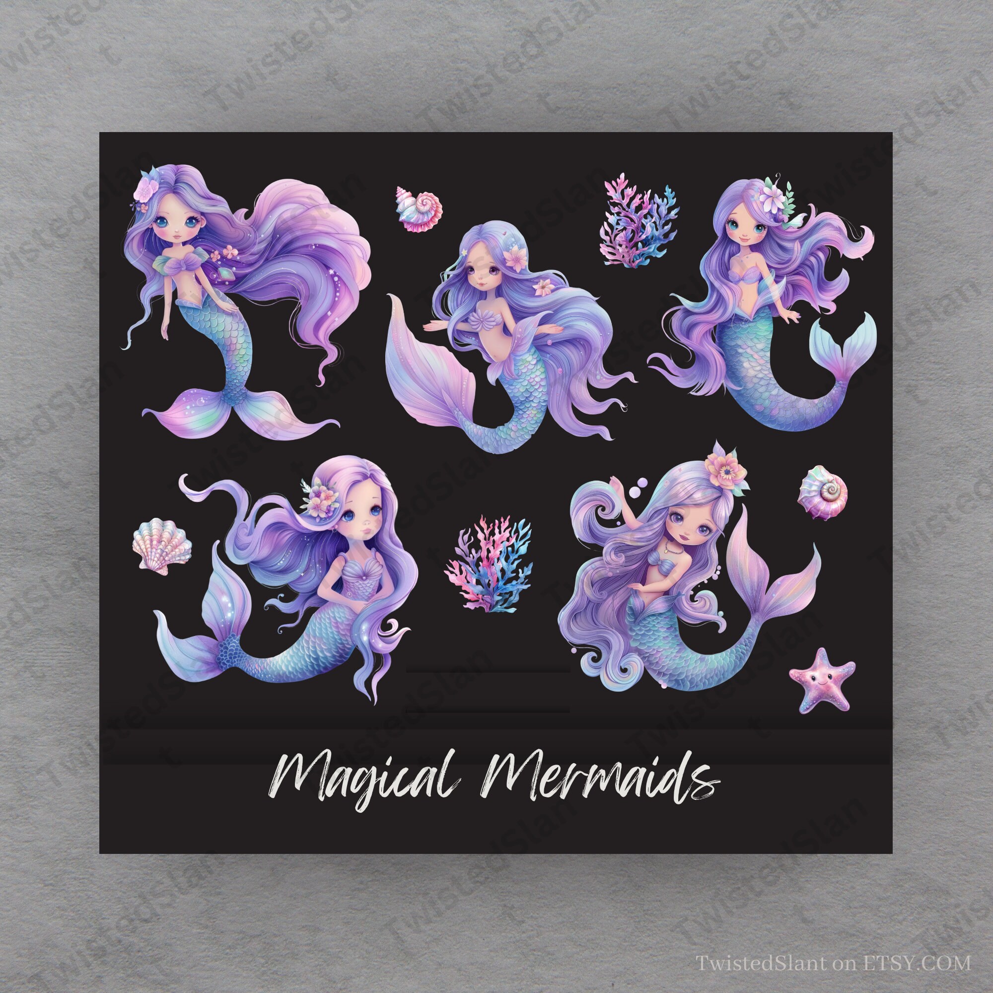 Watercolor Mermaid Clipart Bundle INSTANT DOWNLOAD Little Mermaid Png ...