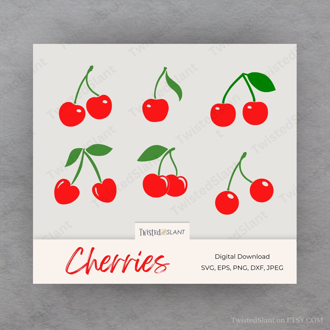 Cherry Svg | INSTANT DOWNLOAD | Cherry Clipart Bundle | Fruit Svg ...