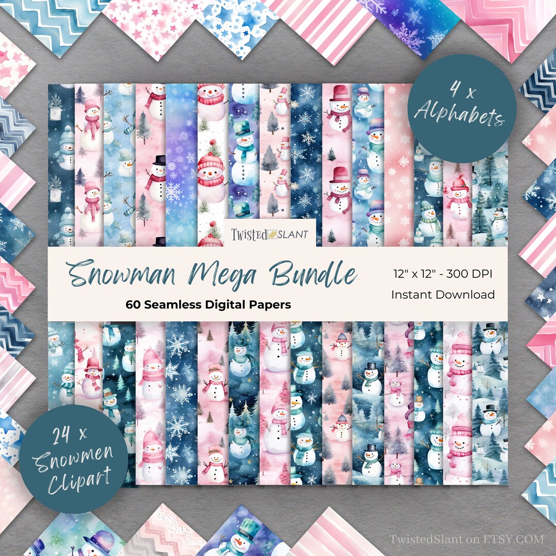 Snowman Background | Mega Bundle | INSTANT DOWNLOAD | Christmas Junk ...