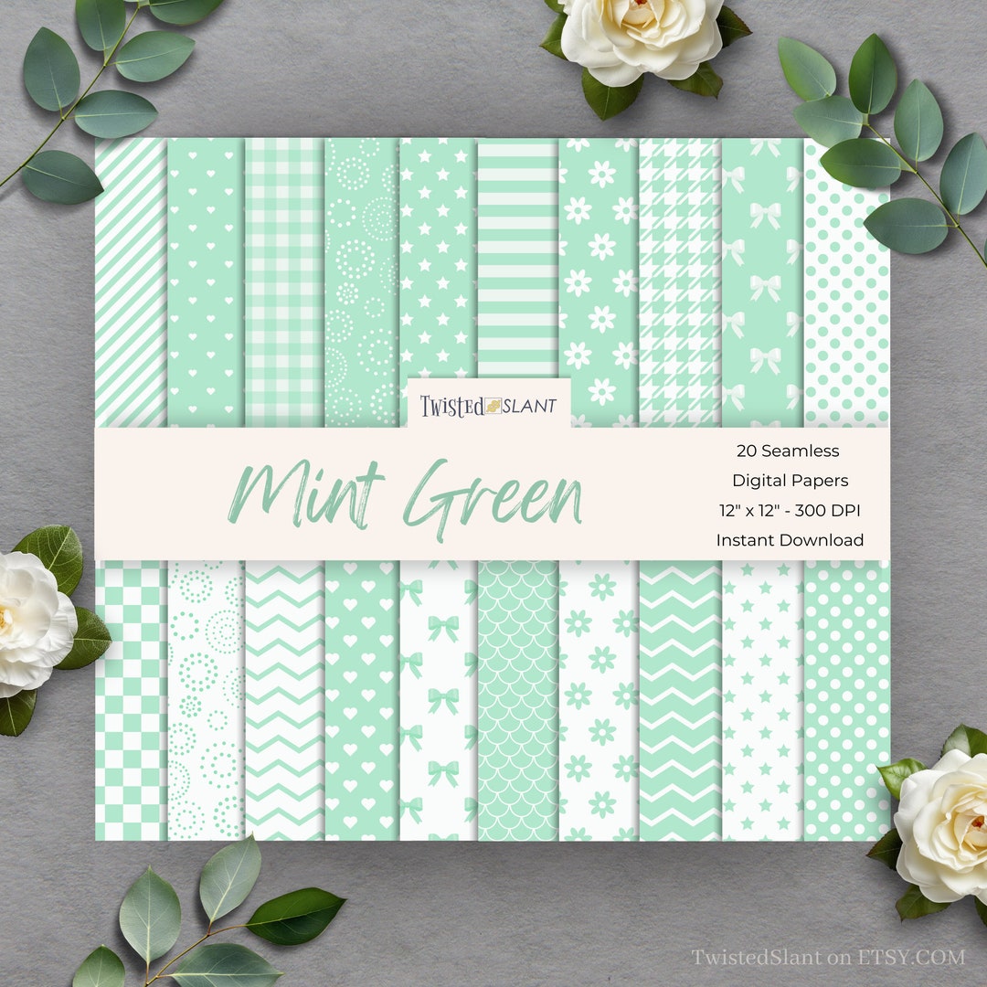 Mint Green Digital Paper | INSTANT DOWNLOAD | Seamless Geometric ...