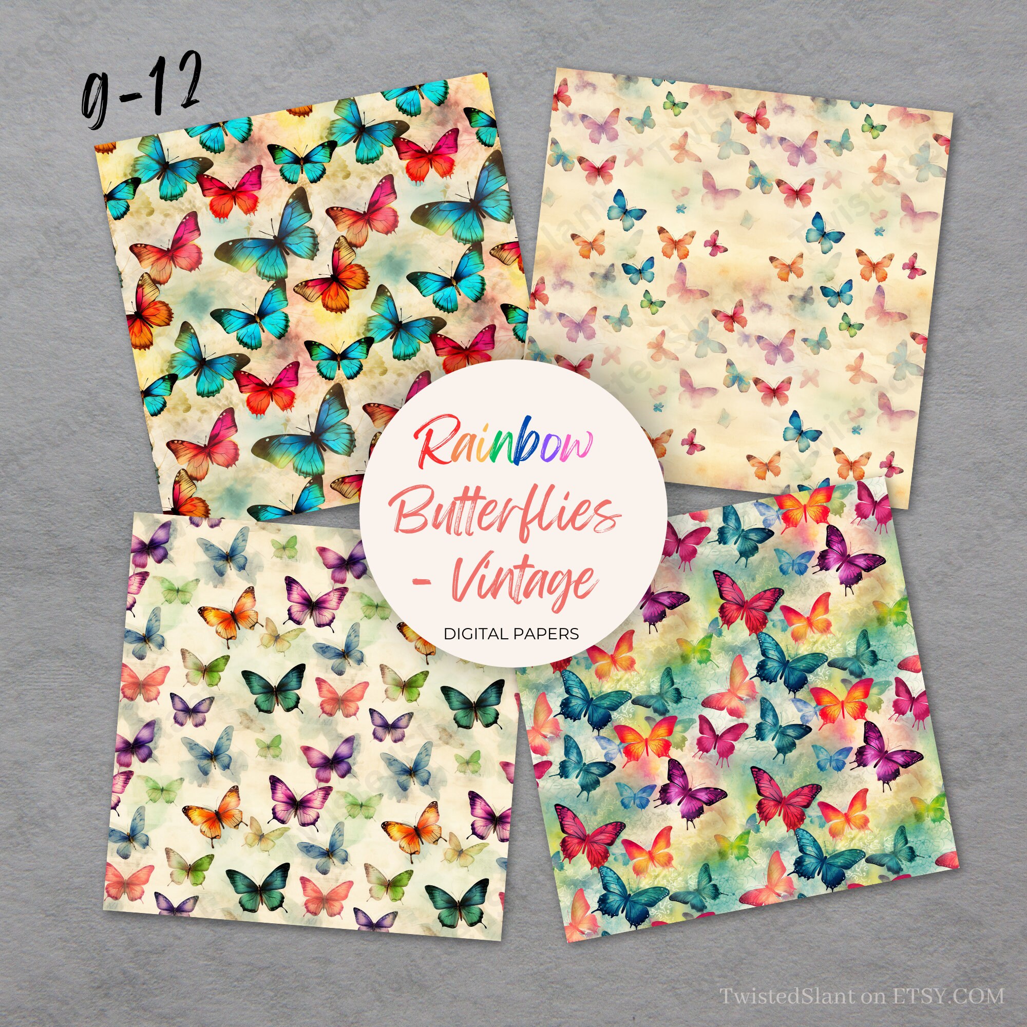 Bright Butterflies Digital Paper INSTANT DOWNLOAD Butterfly Digital ...