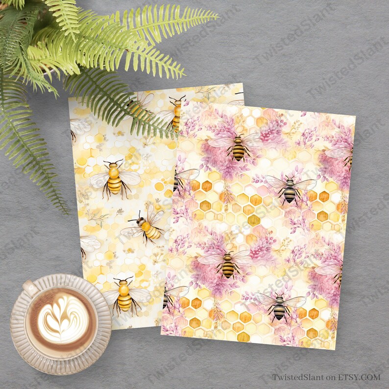 Honey Bee Digital Paper Seamless Pattern INSTANT DOWNLOAD Bee Digital ...