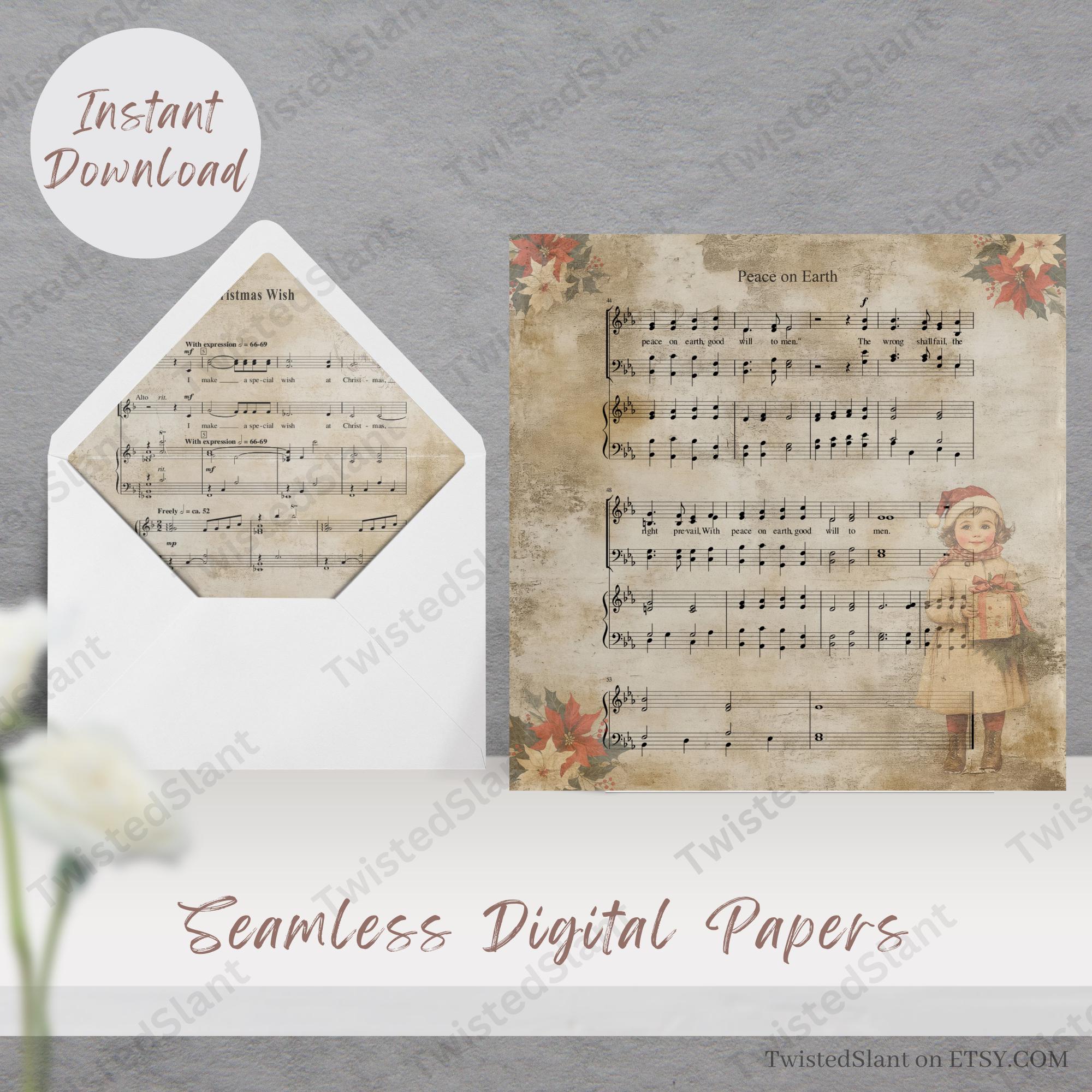 Christmas Sheet Music Digital Paper | INSTANT DOWNLOAD | Digital ...
