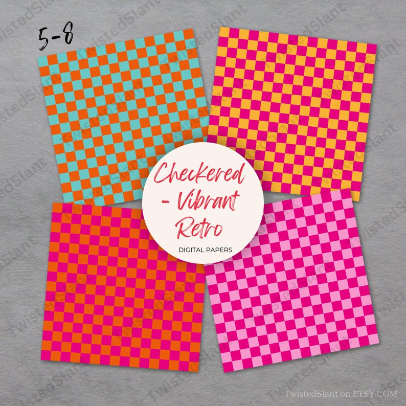 Retro Checkered Digital Paper | INSTANT DOWNLOAD | Checkered Background ...