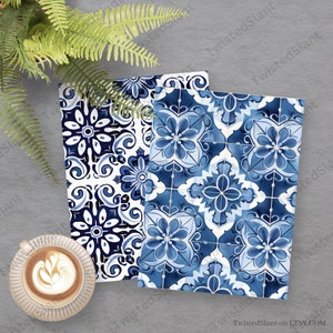 Blue Tile Digital Paper | INSTANT DOWNLOAD | Mediterranean Tile | Blue ...