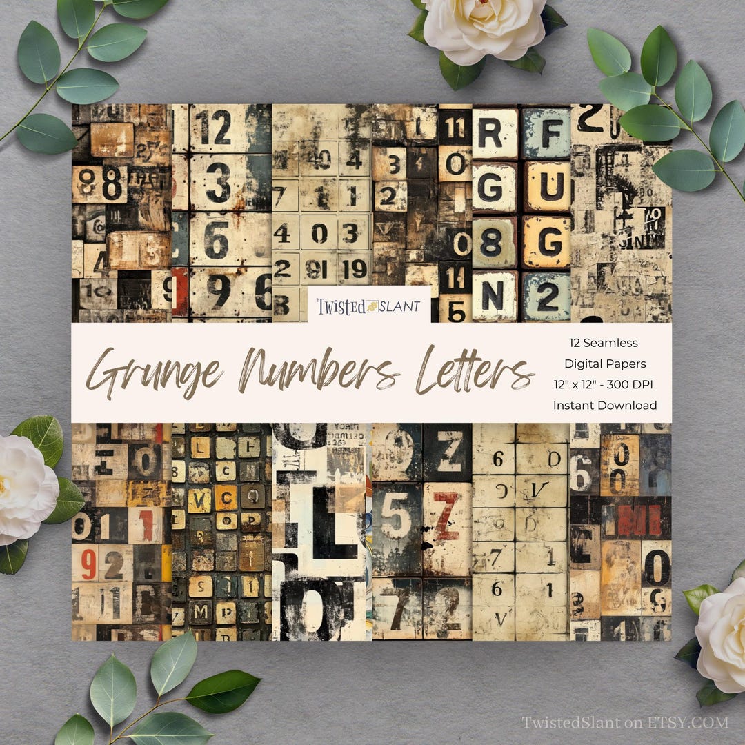 Digital Papers With Numbers on Letters | INSTANT DOWNLOAD | Letters and ...