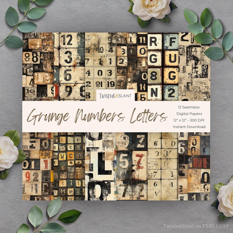 Digital Papers With Numbers on Letters | INSTANT DOWNLOAD | Letters and ...