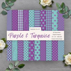 Purple Turquoise Digital Paper | INSTANT DOWNLOAD | Seamless Geometric ...