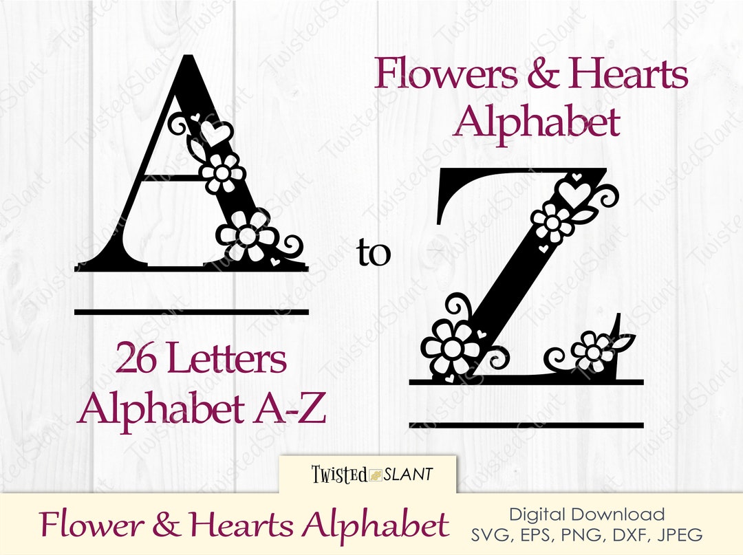 Flower Monogram Svg, Split Letter Svg, Heart Font, Monogram Letters Png ...