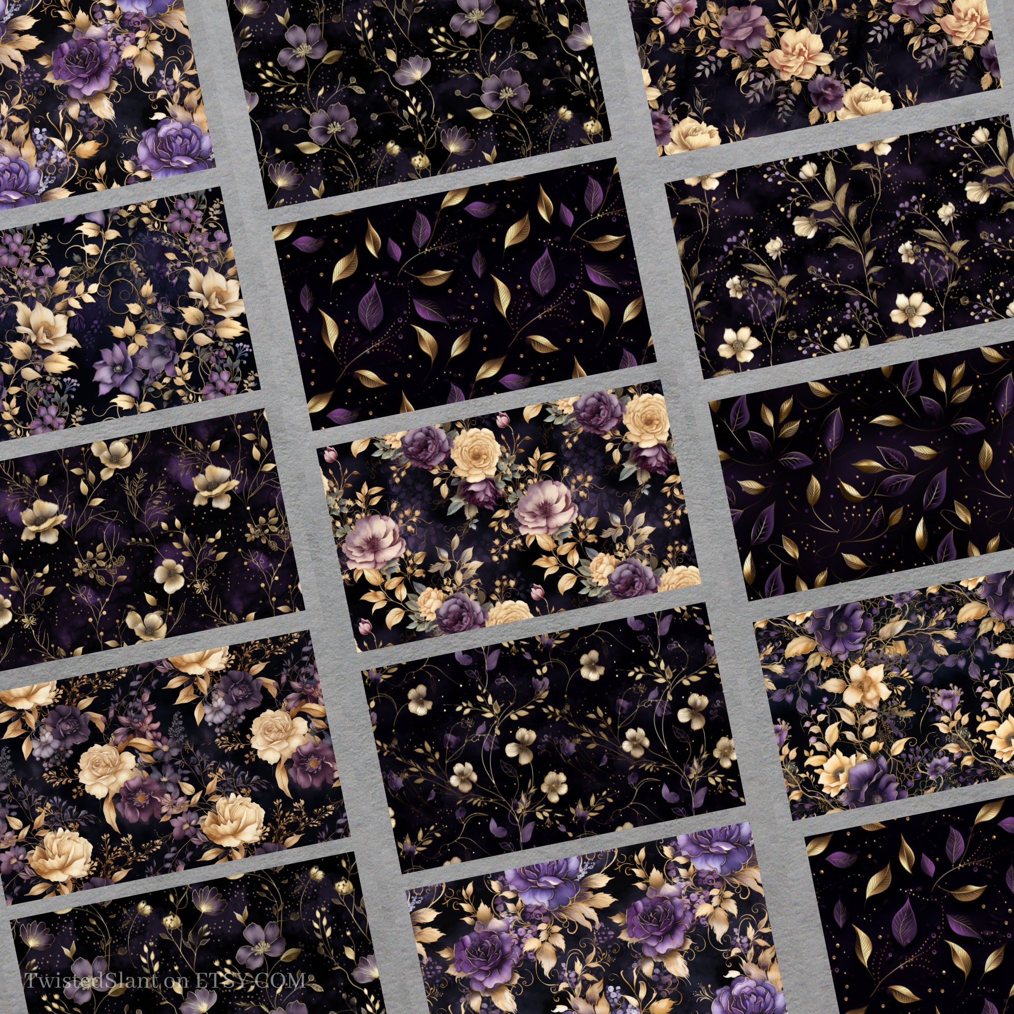 Gothic Floral Digital Papers INSTANT DOWNLOAD Seamless Papers Halloween ...