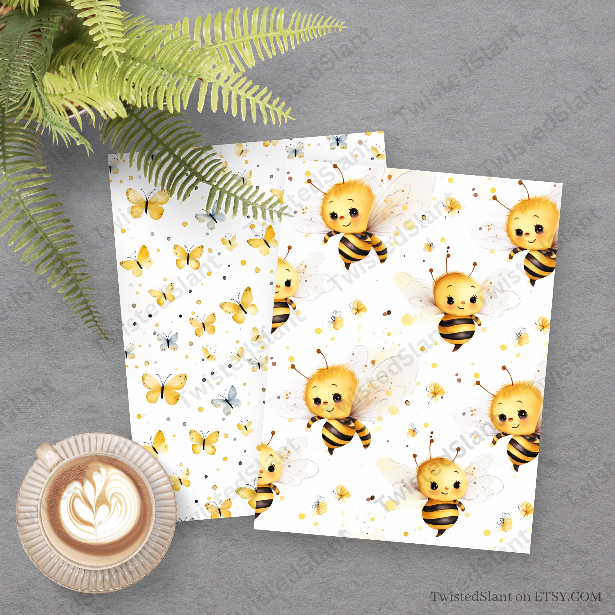Honey Bee Digital Paper Seamless Pattern INSTANT DOWNLOAD Bee Digital ...
