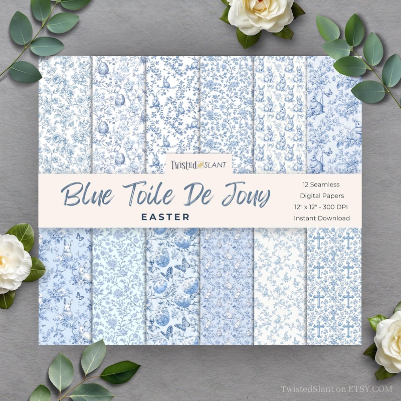 Blue Toile Wallpaper - Etsy