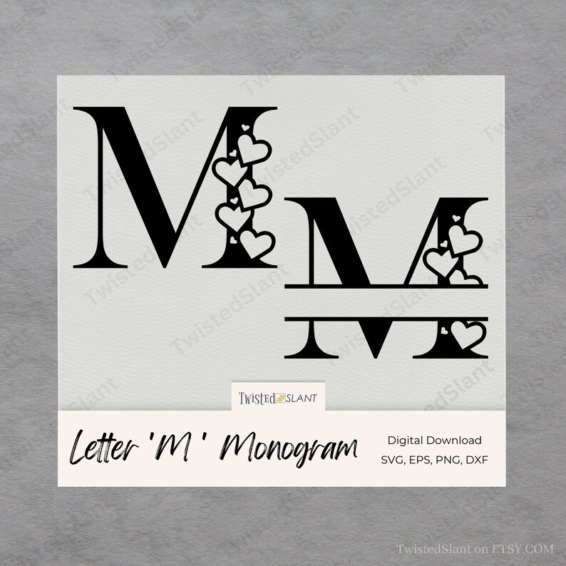 Letter M Split Letter Monogram Svg INSTANT DOWNLOAD Modern Font Split ...