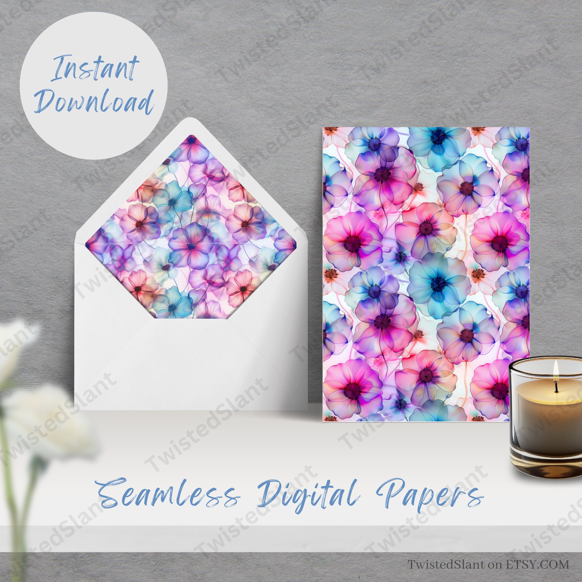 Floral Alcohol Ink Digital Paper | INSTANT DOWNLOAD | Seamless Textures ...