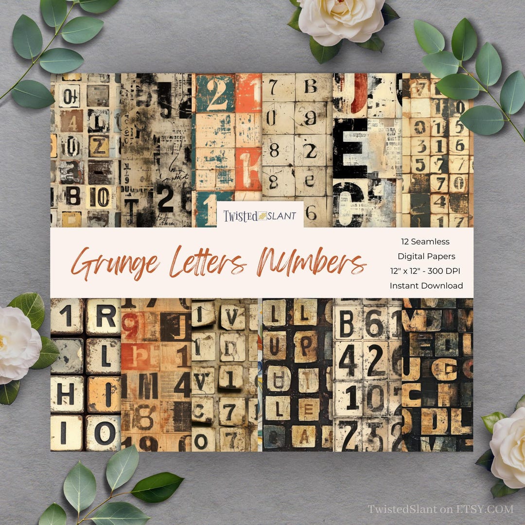 Digital Papers With Numbers on Letters | INSTANT DOWNLOAD | Letters and ...