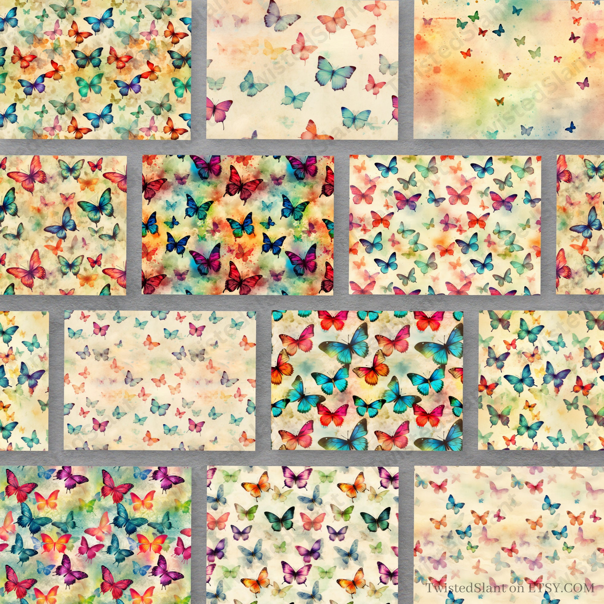 Bright Butterflies Digital Paper INSTANT DOWNLOAD Butterfly Digital ...