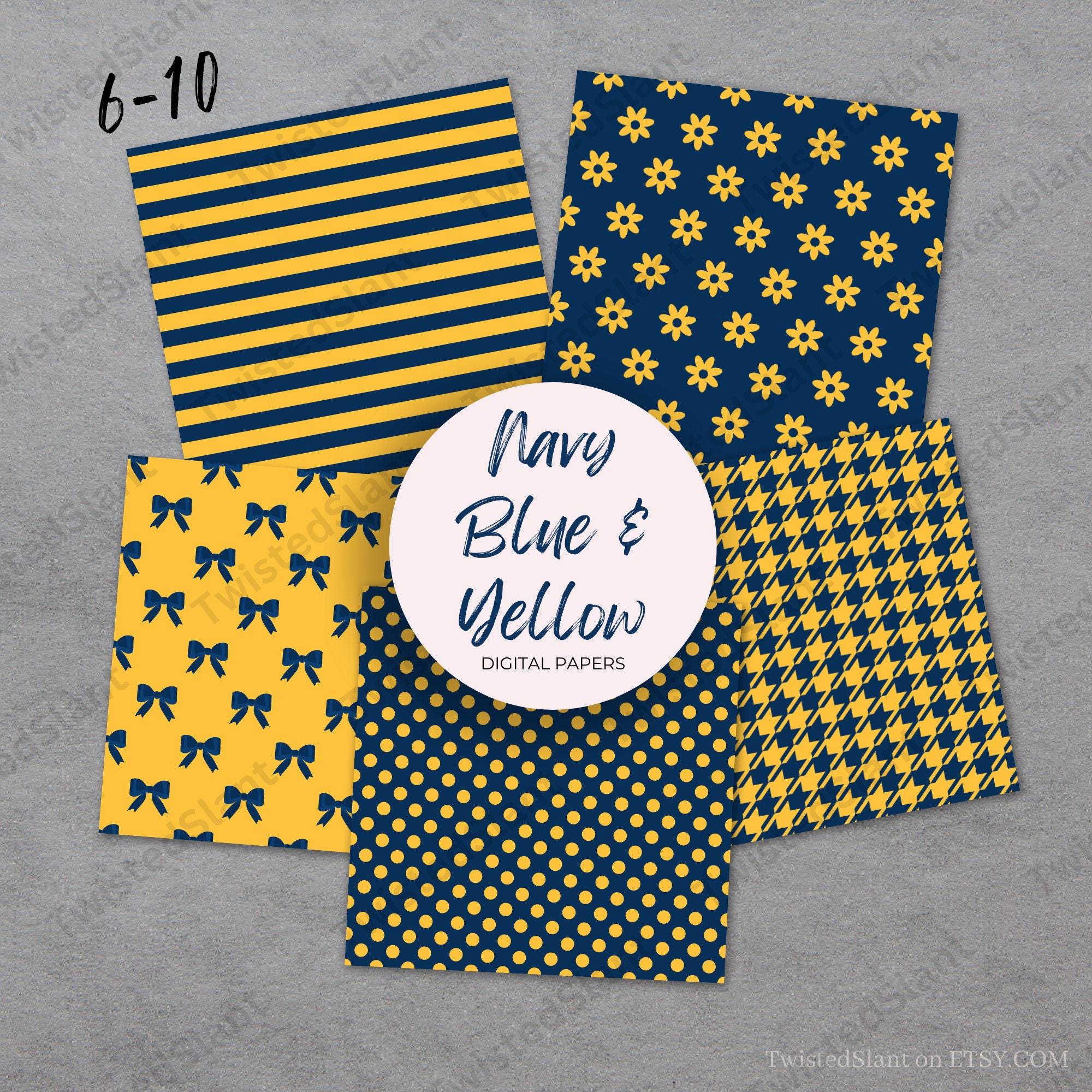 Navy Blue and Yellow Digital Paper | INSTANT DOWNLOAD | Seamless ...