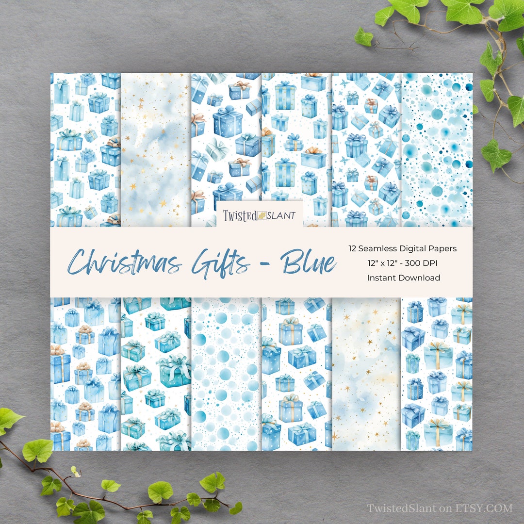 Digital Wrapping Paper Pattern Christmas INSTANT DOWNLOAD Watercolor ...
