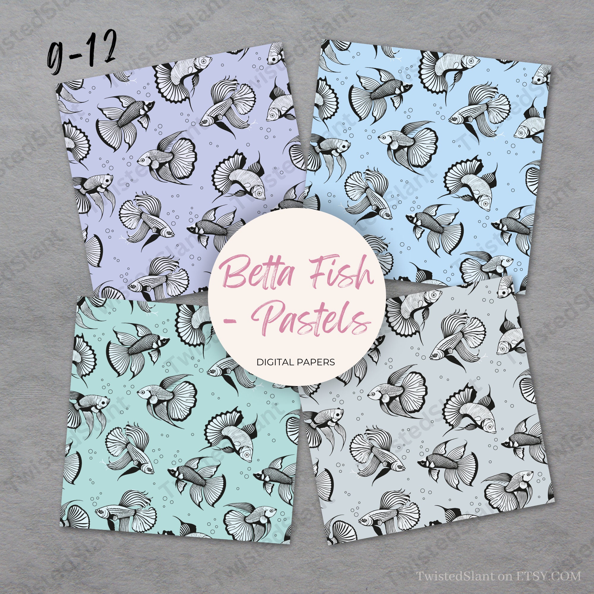 Betta Fish Digital Paper INSTANT DOWNLOAD Fighting Fish Seamless Paper ...