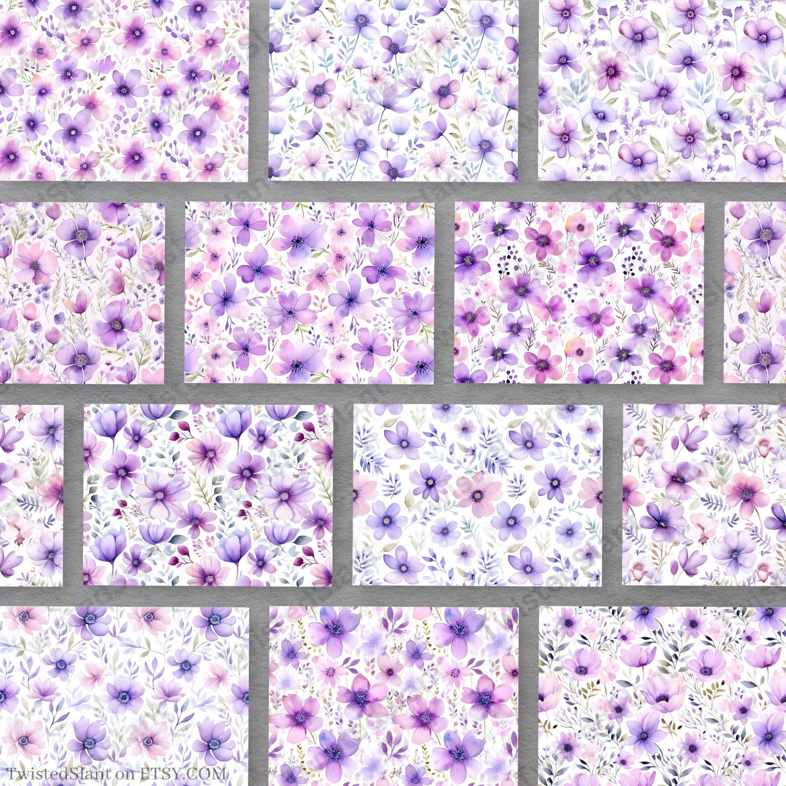Spring Floral Medley Digital Paper | INSTANT DOWNLOAD | Watercolor ...