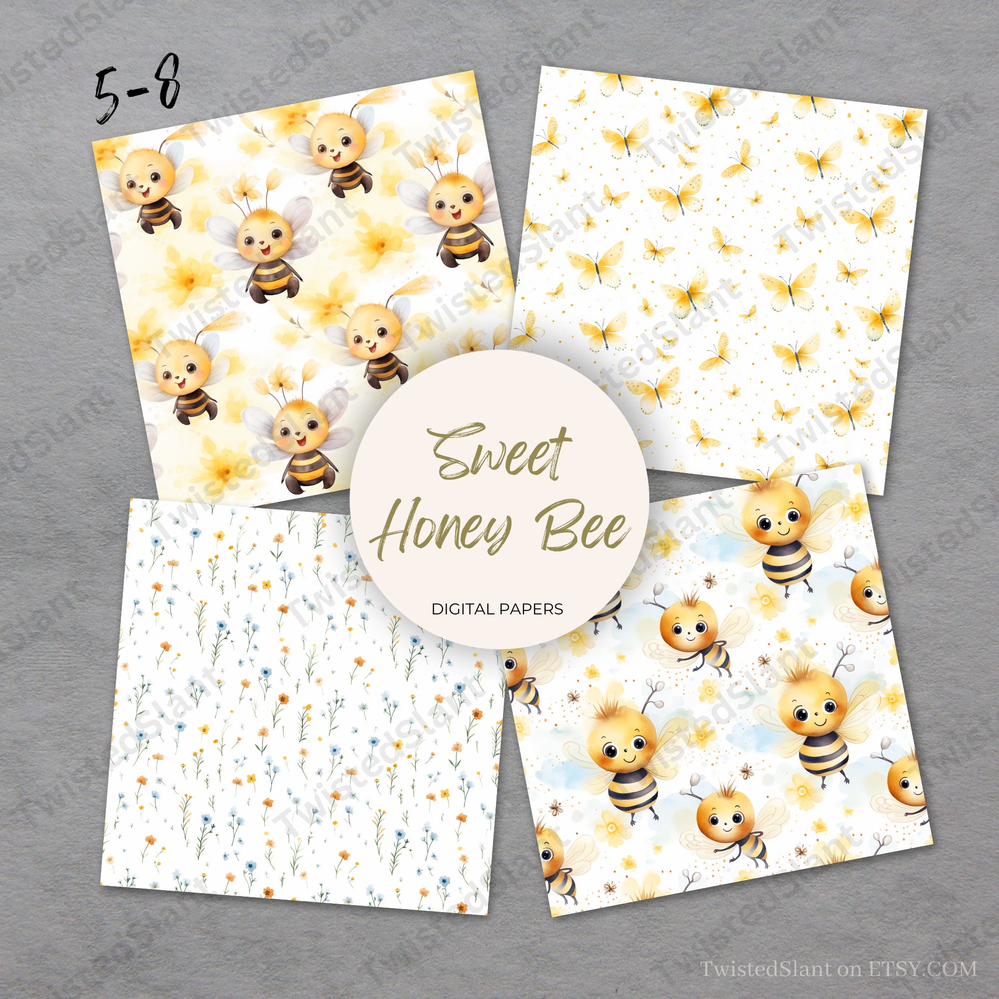 Honey Bee Digital Paper Seamless Pattern INSTANT DOWNLOAD Bee Digital ...