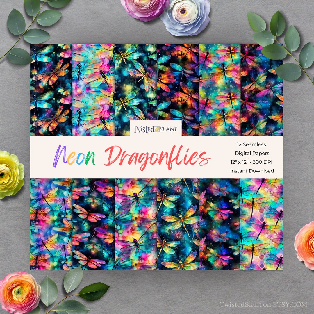 Watercolor Dragonfly Digital Paper | INSTANT DOWNLOAD | Dragonfly ...