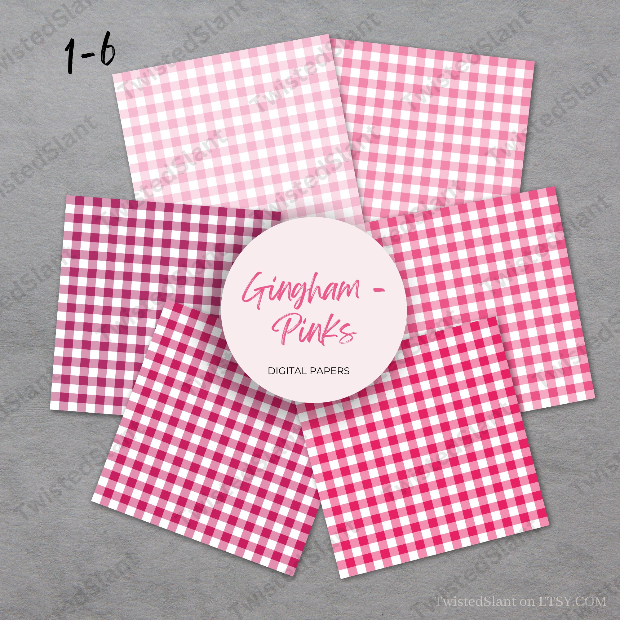 Pink Gingham Digital Paper | INSTANT DOWNLOAD | Gingham Pattern ...