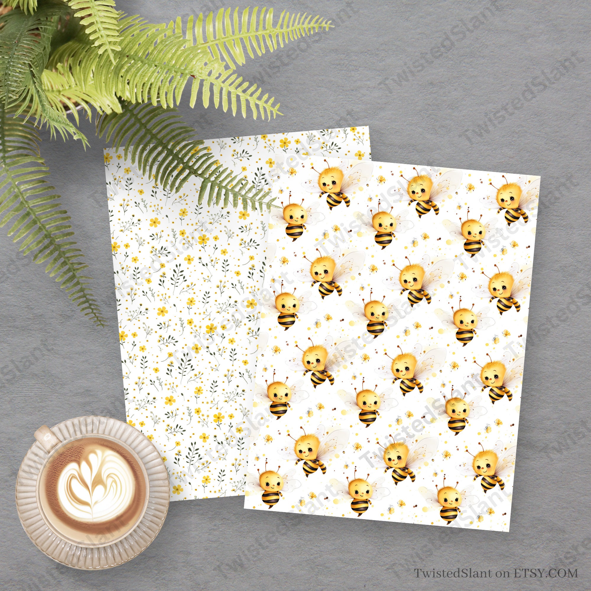 Honey Bee Digital Paper Seamless Pattern INSTANT DOWNLOAD Bee Digital ...