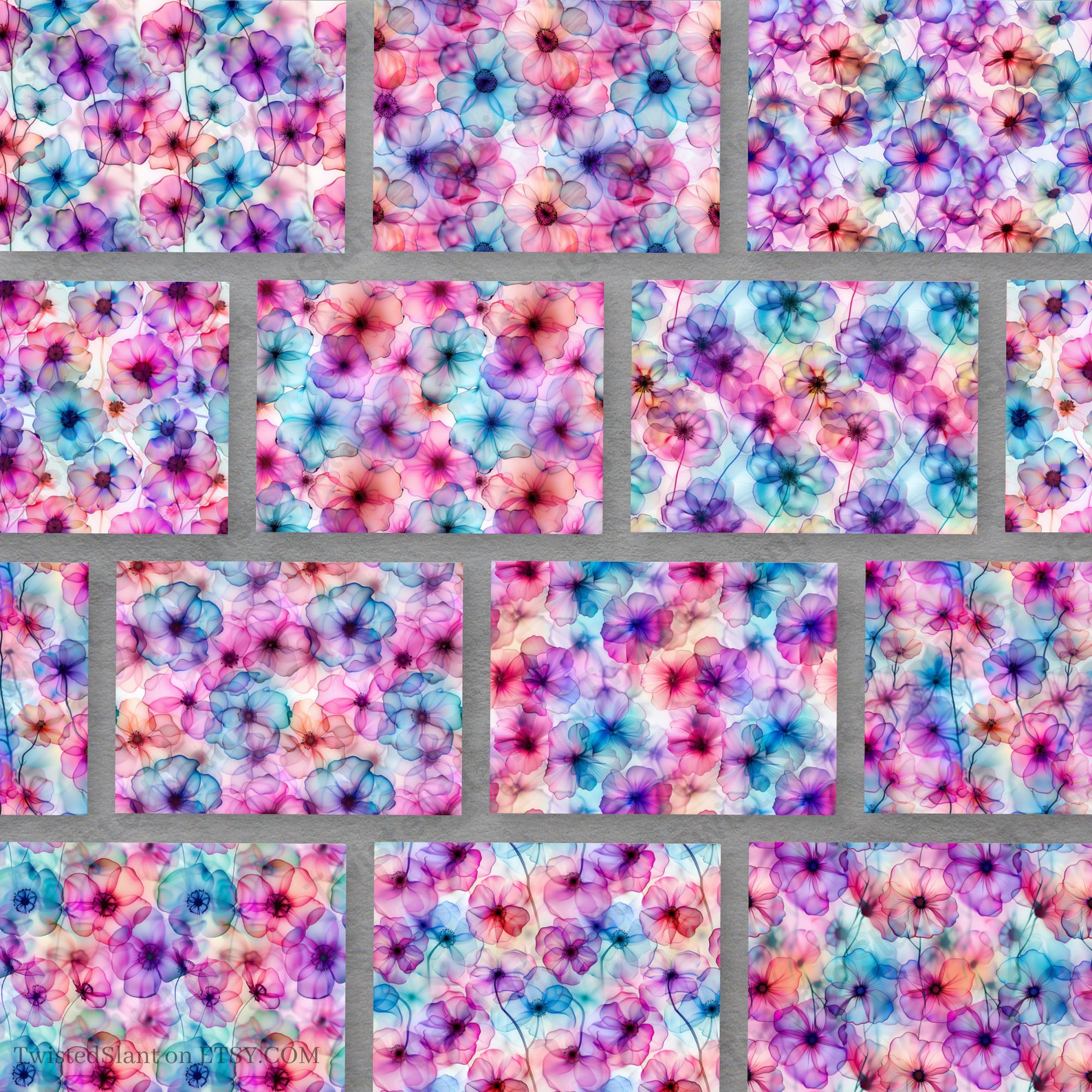 Floral Alcohol Ink Digital Paper INSTANT DOWNLOAD Seamless Textures ...