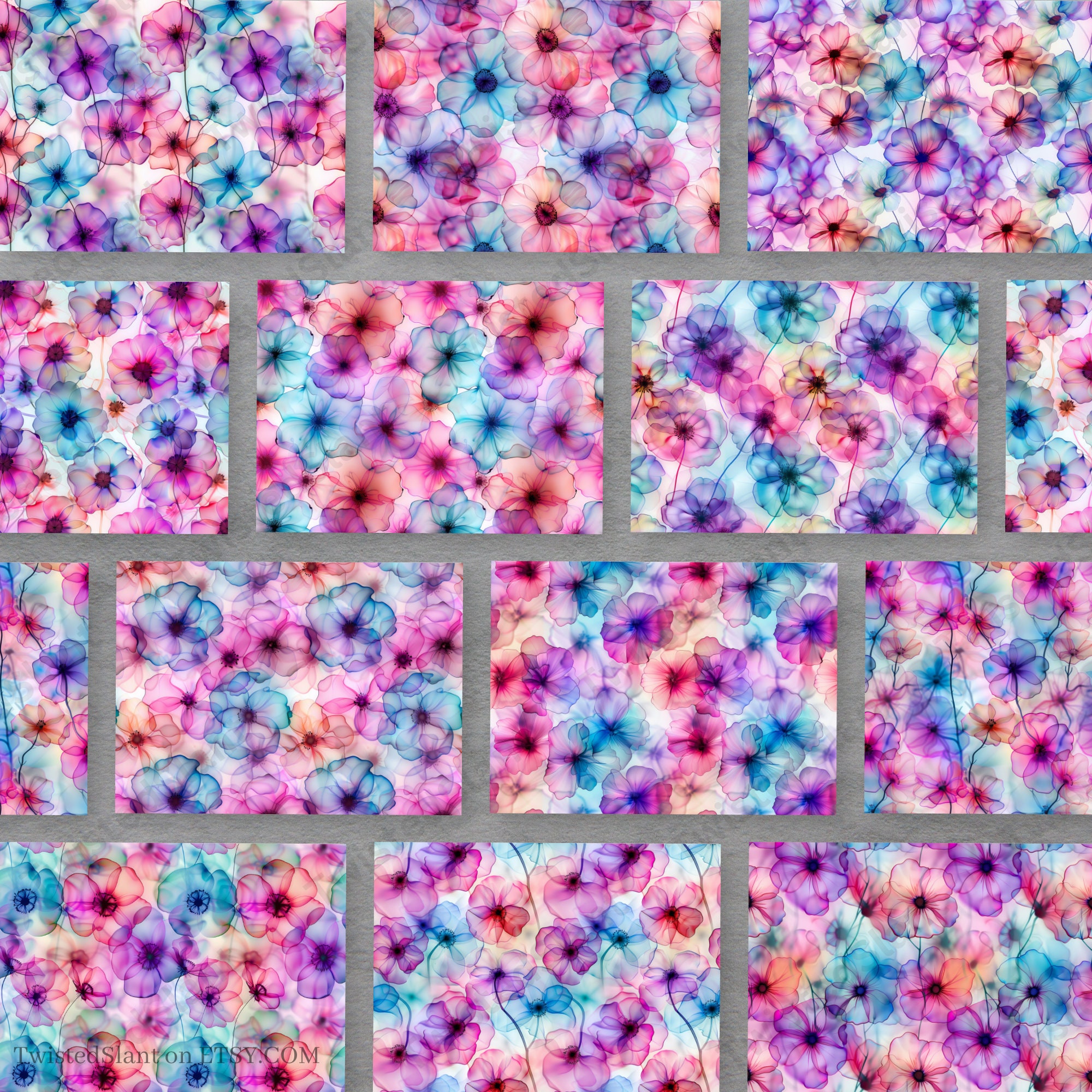 Floral Alcohol Ink Digital Paper | INSTANT DOWNLOAD | Seamless Textures ...