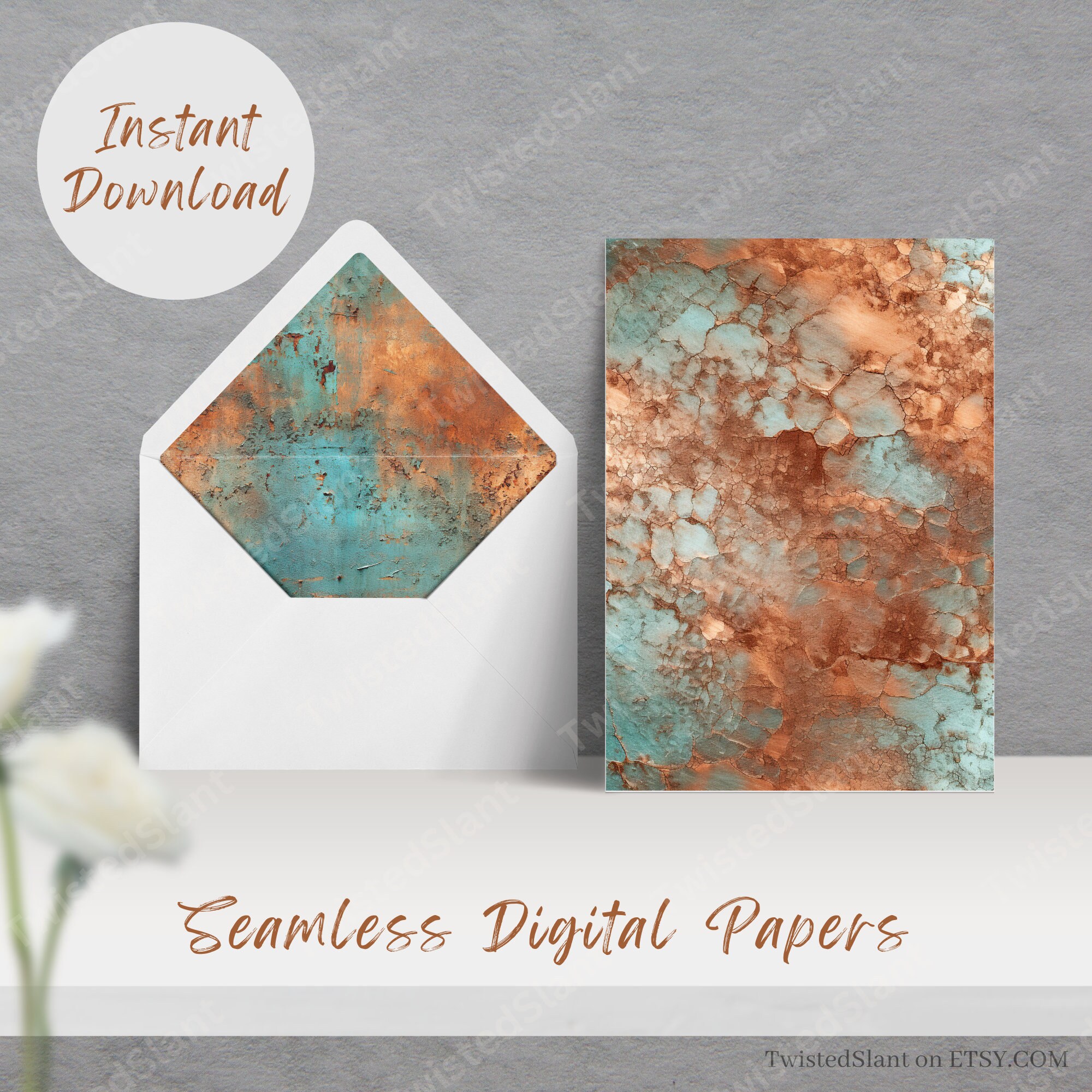 Digital Paper Copper Patina | INSTANT DOWNLOAD | Rustic Digital Paper ...