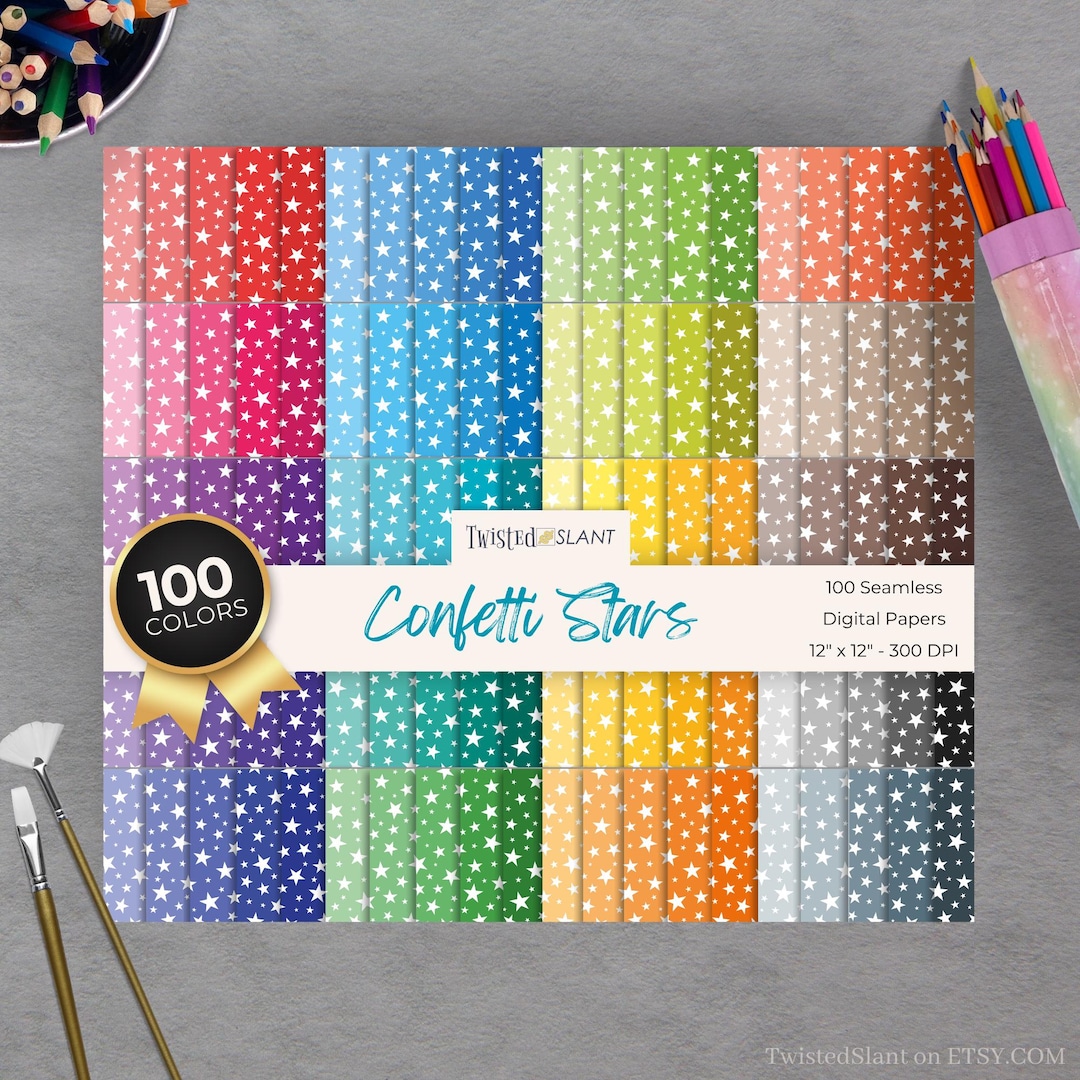 Digital Papers Bright Colors With Stars | INSTANT DOWNLOAD | Confetti ...