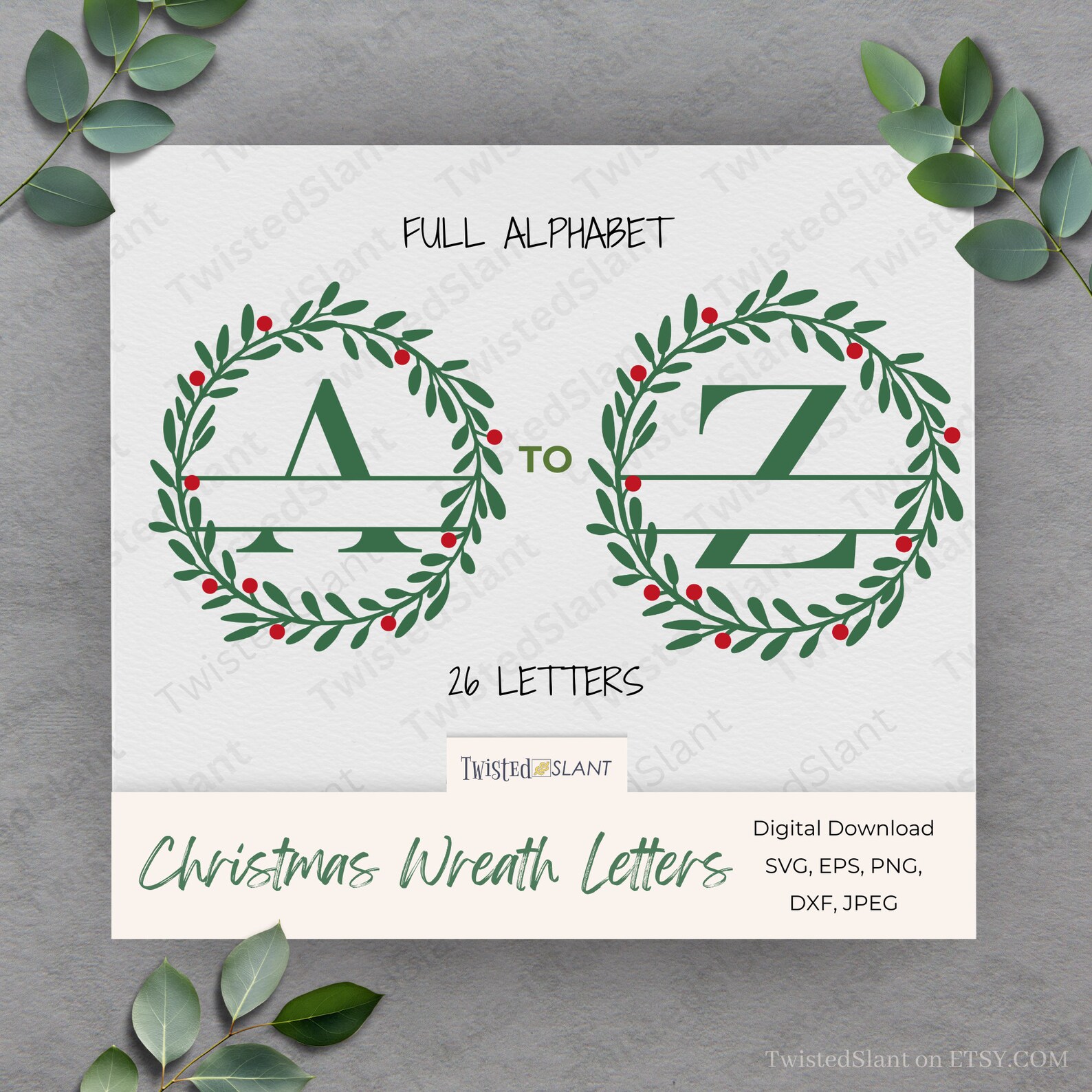 Christmas Monogram Svg, Monogram Letters Svg, Christmas Wreath Svg ...