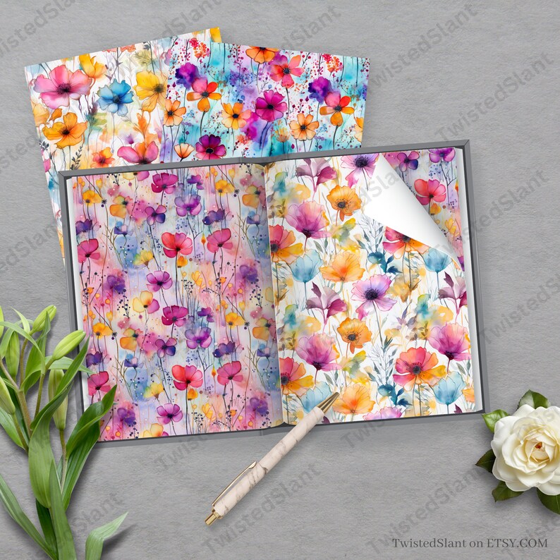 Wildflowers Printable Digital Papers INSTANT DOWNLOAD Wildflower ...