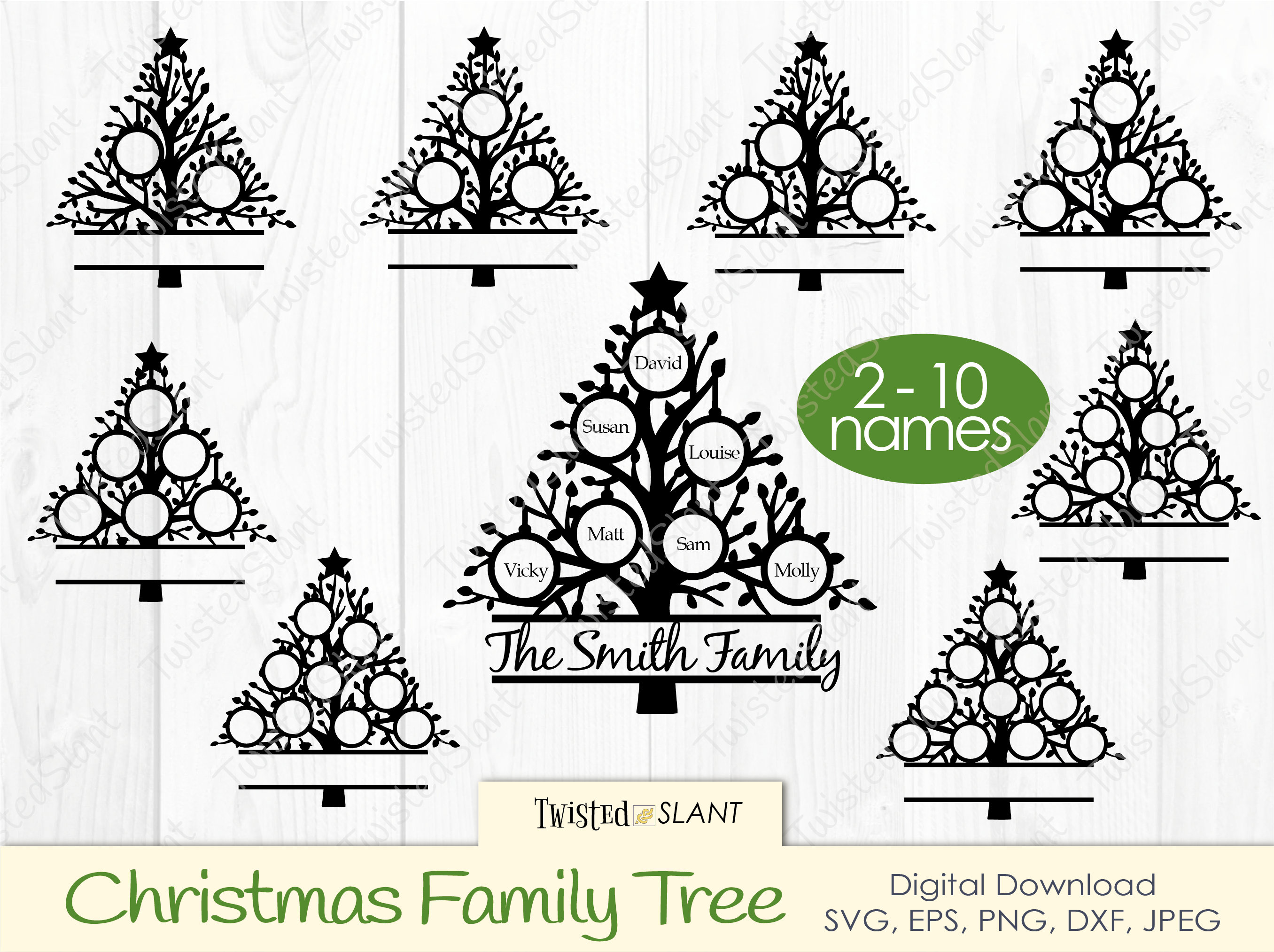 Christmas Family Tree Svg, Family Tree Svg, Christmas Monogram Svg ...