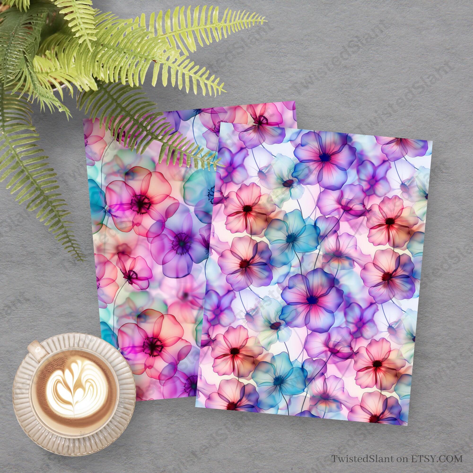 Floral Alcohol Ink Digital Paper | INSTANT DOWNLOAD | Seamless Textures ...
