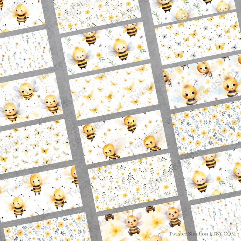 Honey Bee Digital Paper Seamless Pattern | INSTANT DOWNLOAD | Bee ...