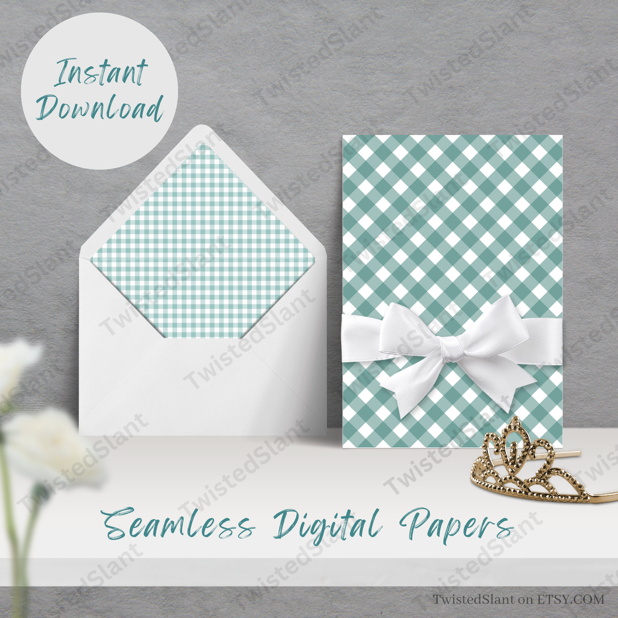 Gingham Digital Paper Pack | INSTANT DOWNLOAD | Gingham Pattern ...
