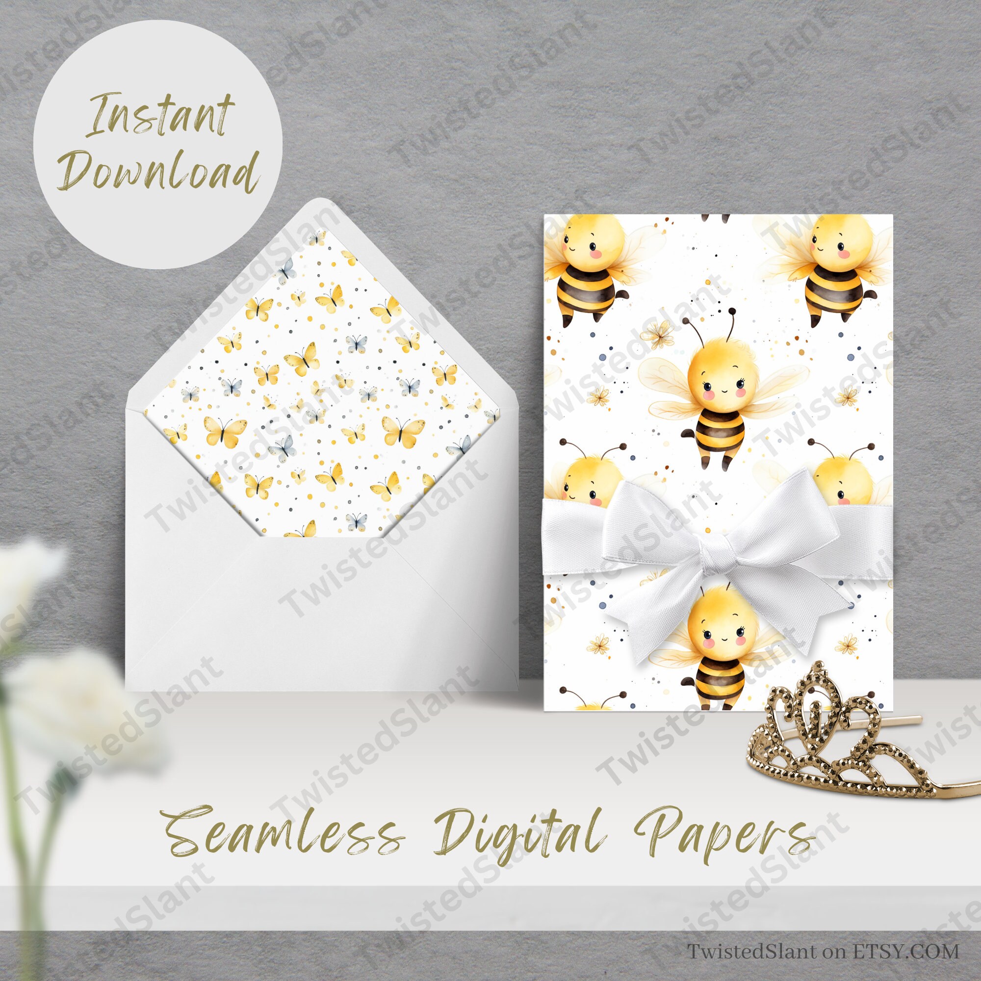 Honey Bee Digital Paper Seamless Pattern INSTANT DOWNLOAD Bee Digital ...