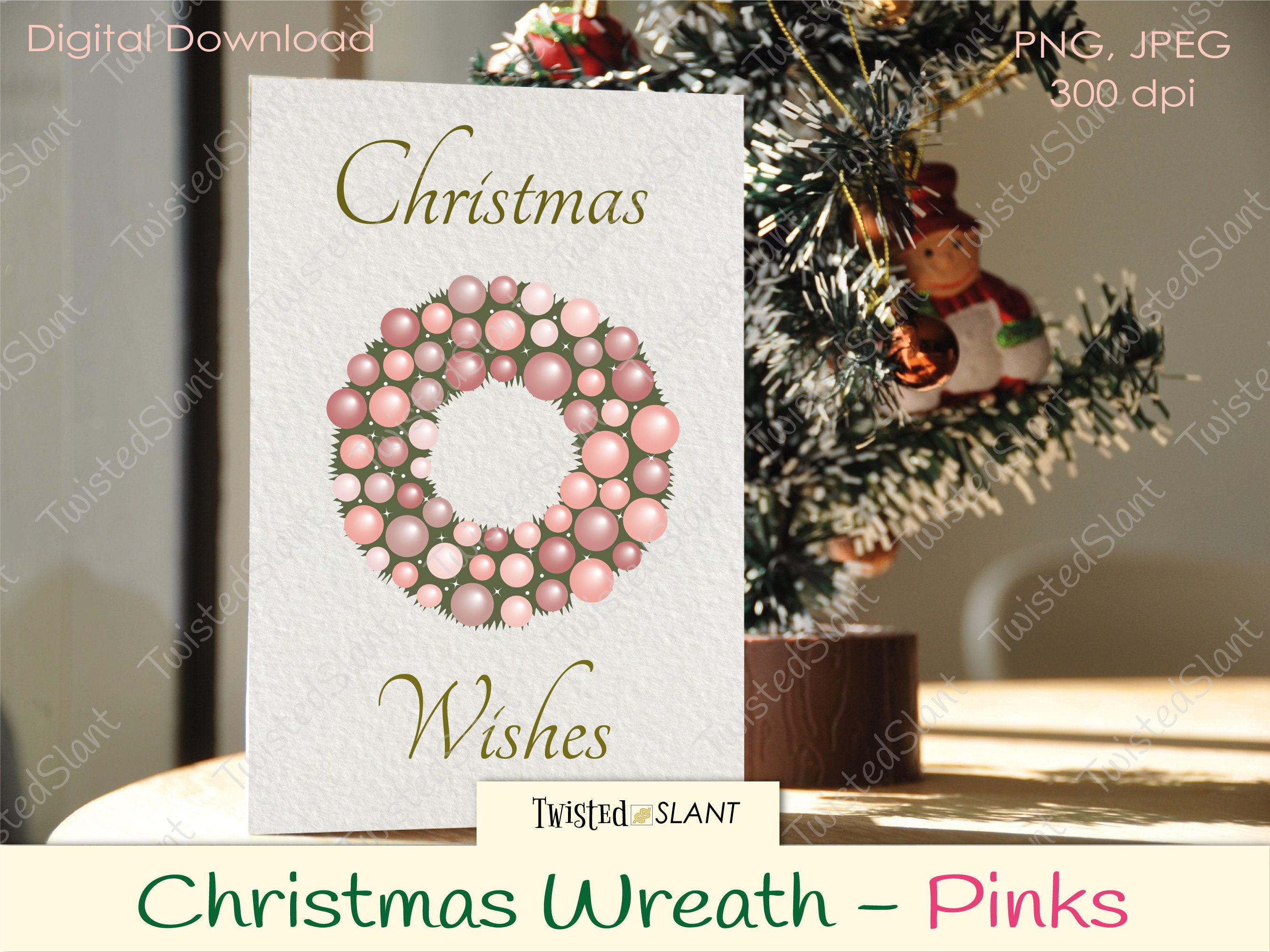 Christmas Wreath Clipart, Pink, Christmas Wreath, Christmas Bauble ...