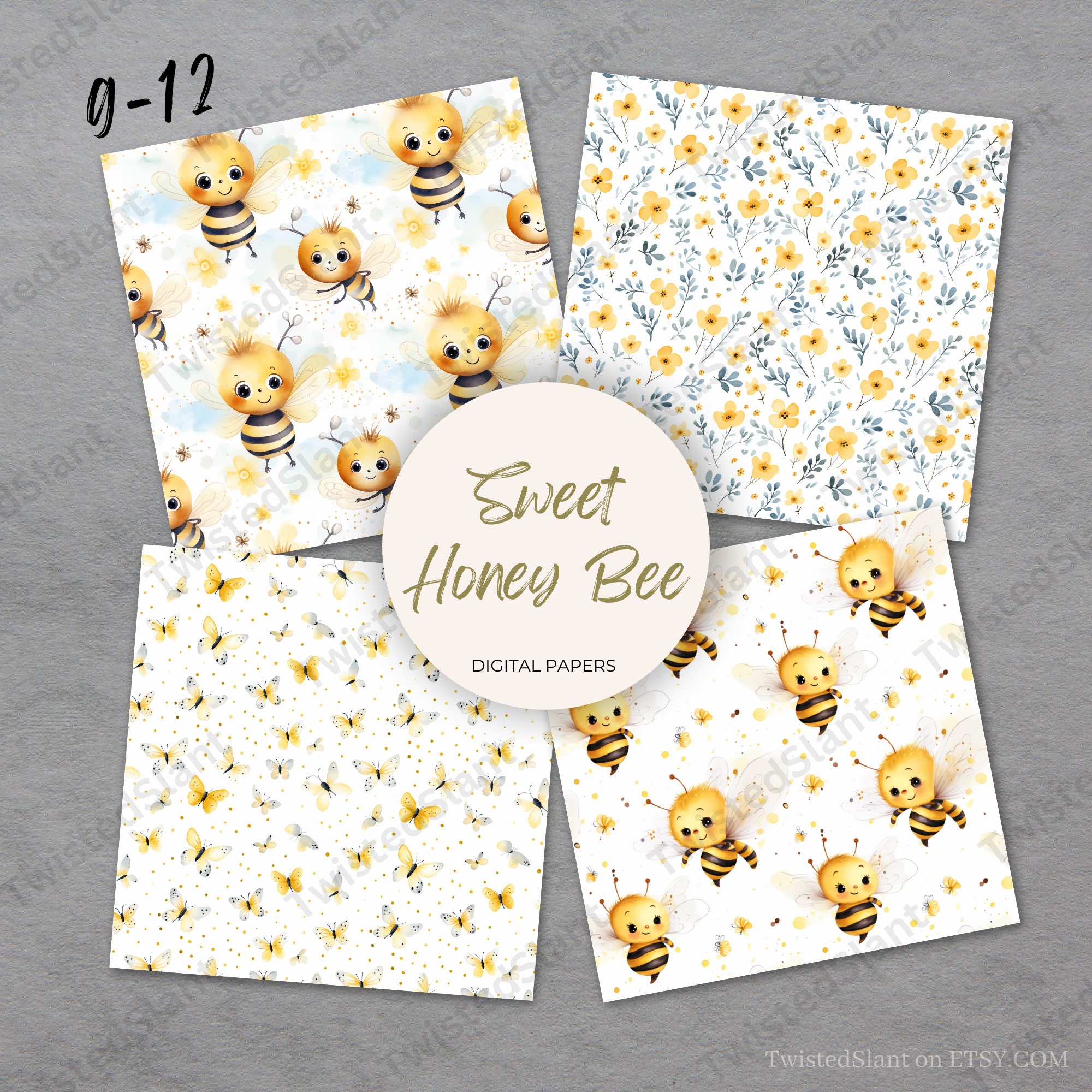 Honey Bee Digital Paper Seamless Pattern INSTANT DOWNLOAD Bee Digital ...