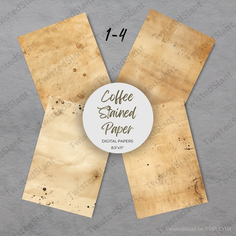 Coffee Tea Stain Paper Digital | INSTANT DOWNLOAD | Coffee Dyed Paper ...