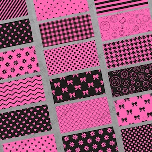 Hot Pink and Black Digital Paper | INSTANT DOWNLOAD | Seamless ...