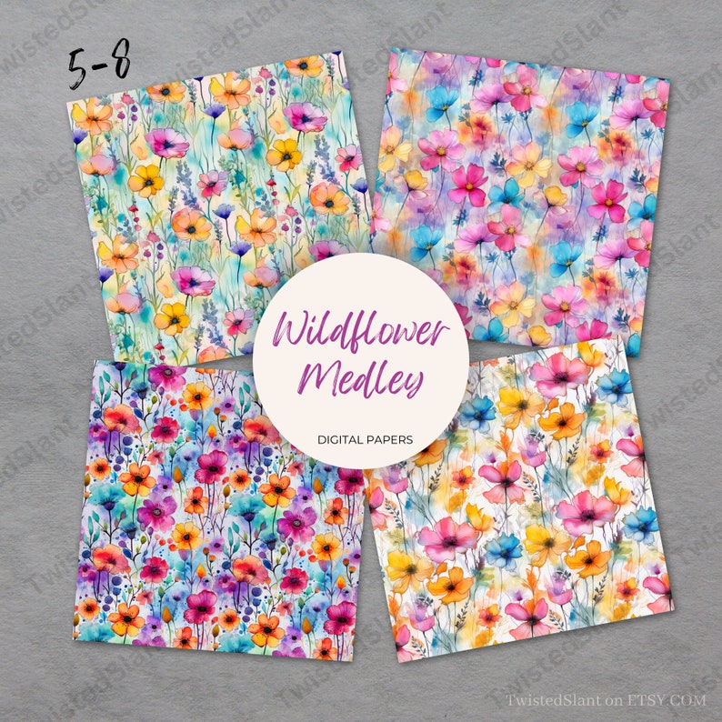 Wildflowers Printable Digital Papers | INSTANT DOWNLOAD | Wildflower ...