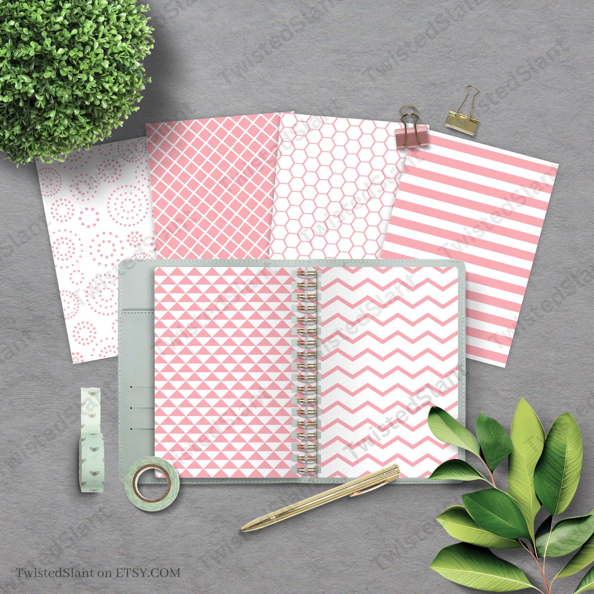 Pink Digital Paper INSTANT DOWNLOAD Seamless Papers Pink Junk Journal ...