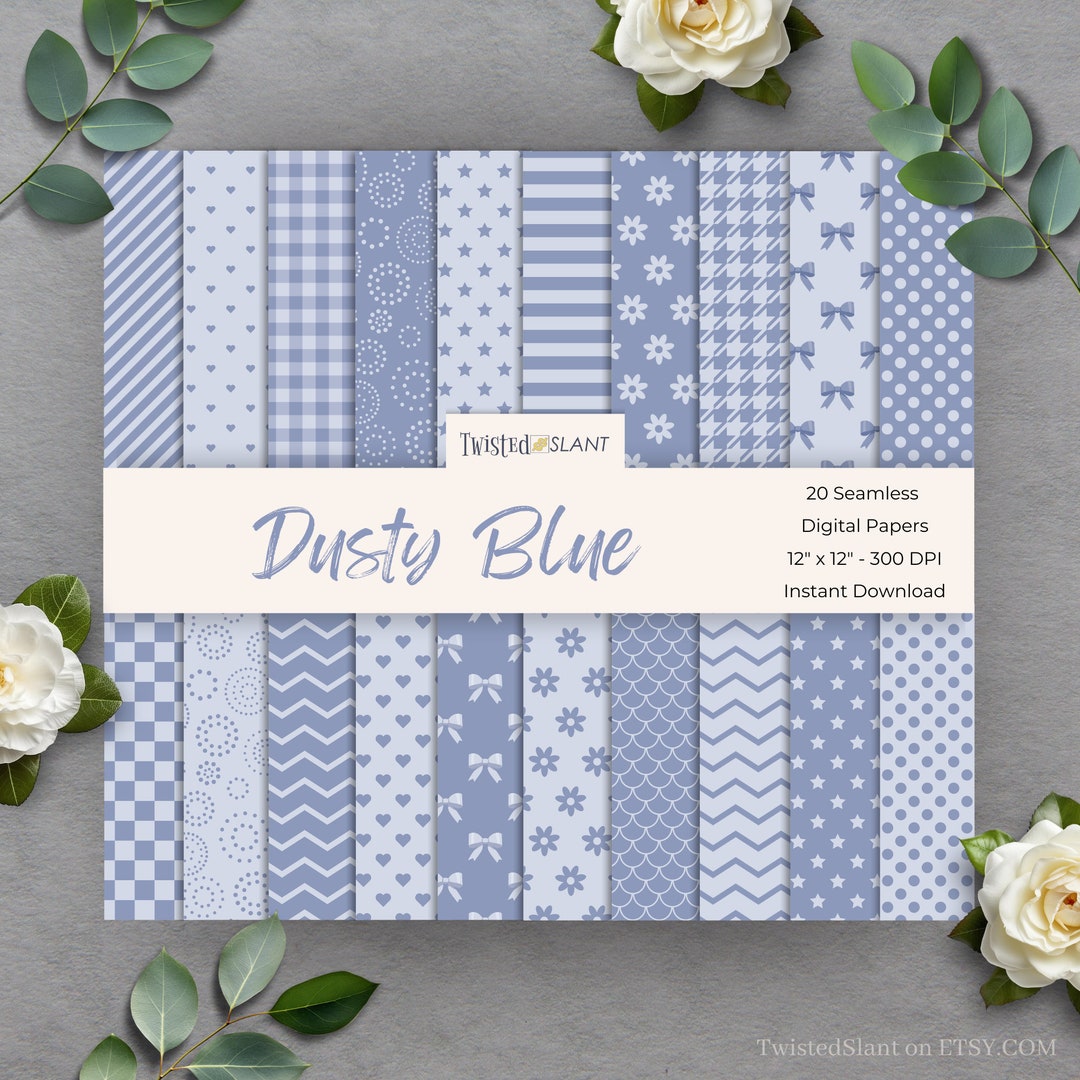 Dusty Blue Geometric Digital Paper: Seamless Pattern Pack (digital ...