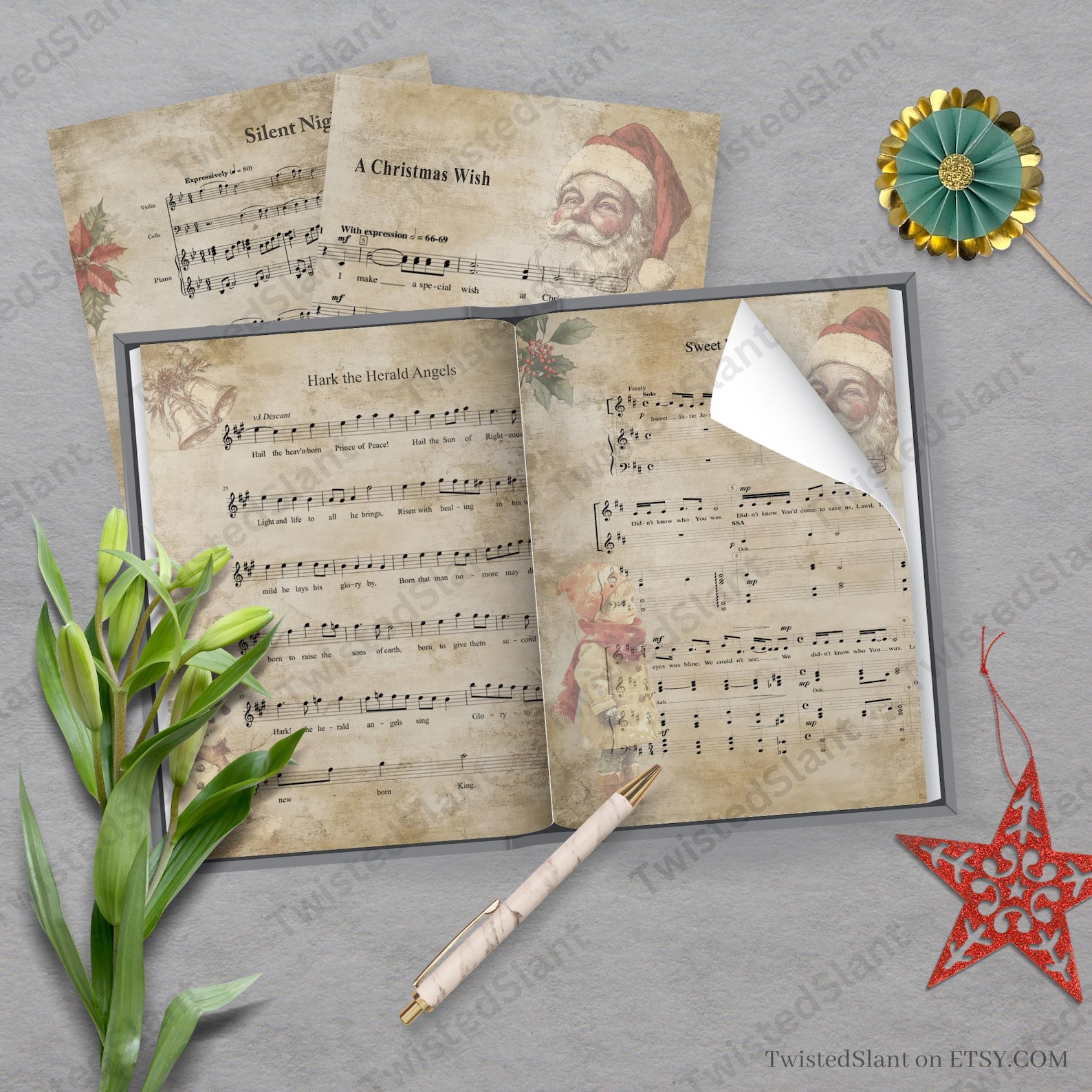 Christmas Sheet Music Digital Paper | INSTANT DOWNLOAD | Digital ...