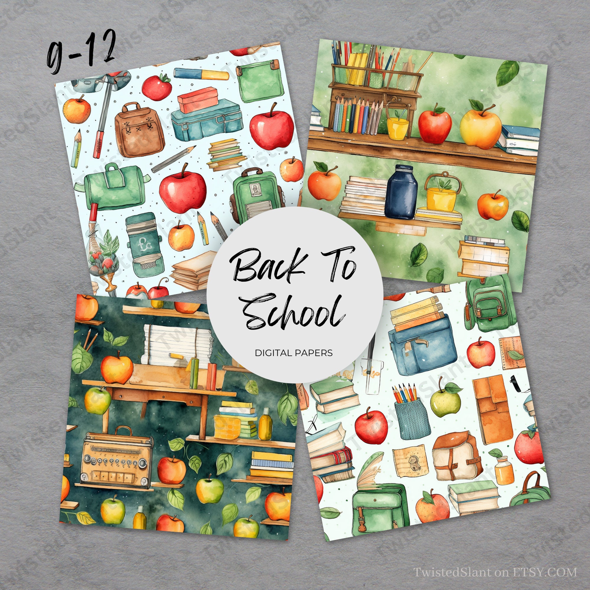 Back to School Digital Paper | INSTANT DOWNLOAD | Seamless Papers ...