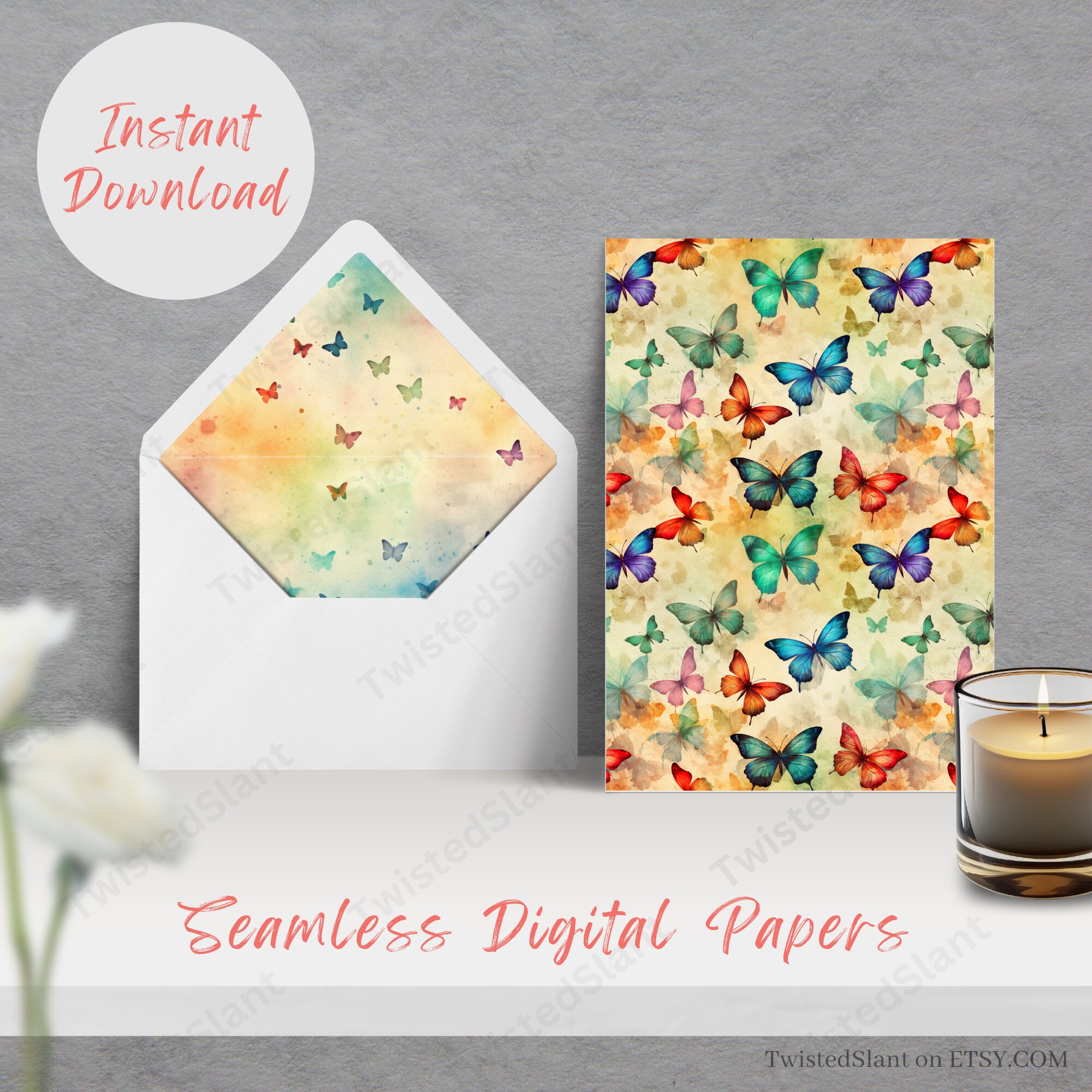 Bright Butterflies Digital Paper | INSTANT DOWNLOAD | Butterfly Digital ...