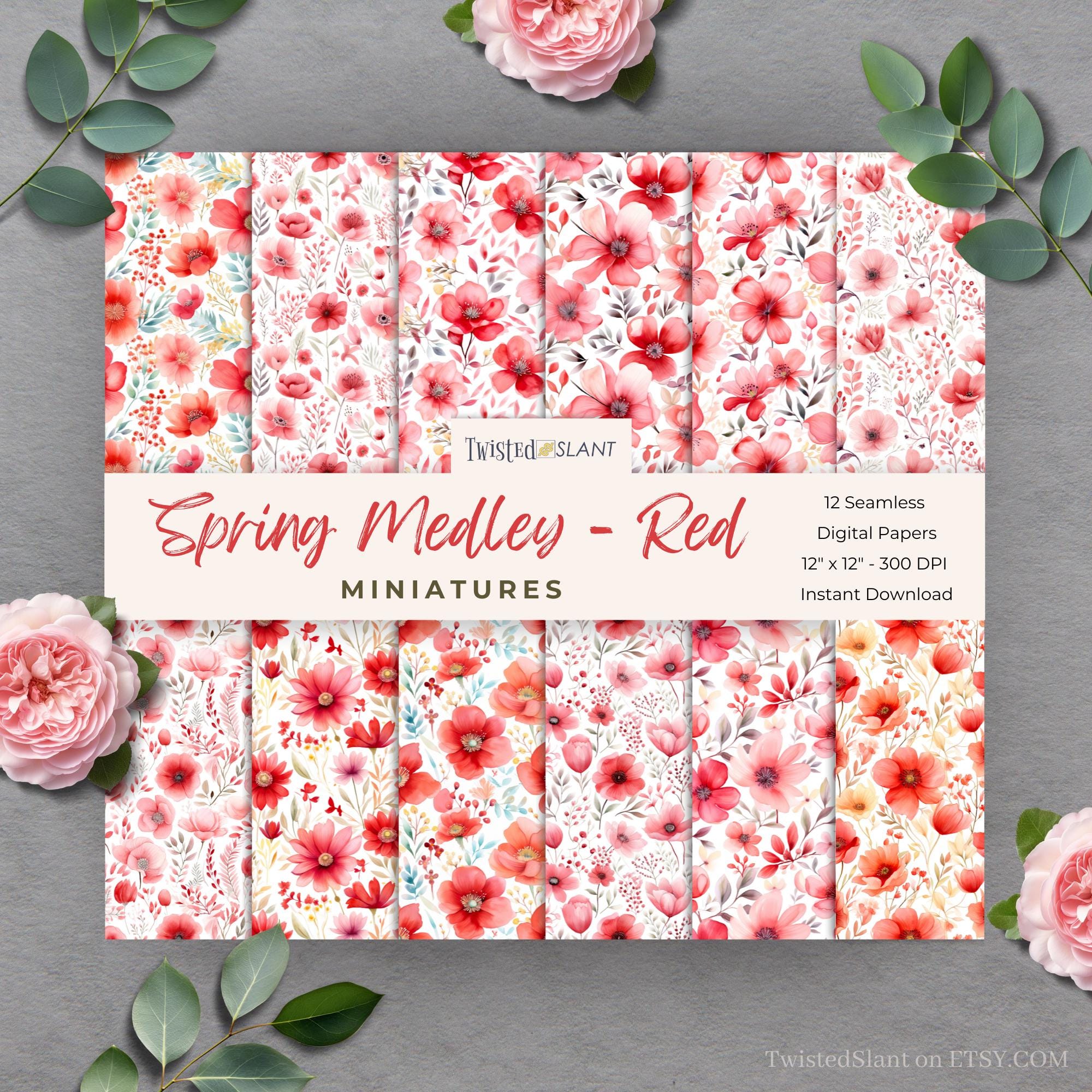 Spring Floral Medley Digital Paper | INSTANT DOWNLOAD | Watercolor ...
